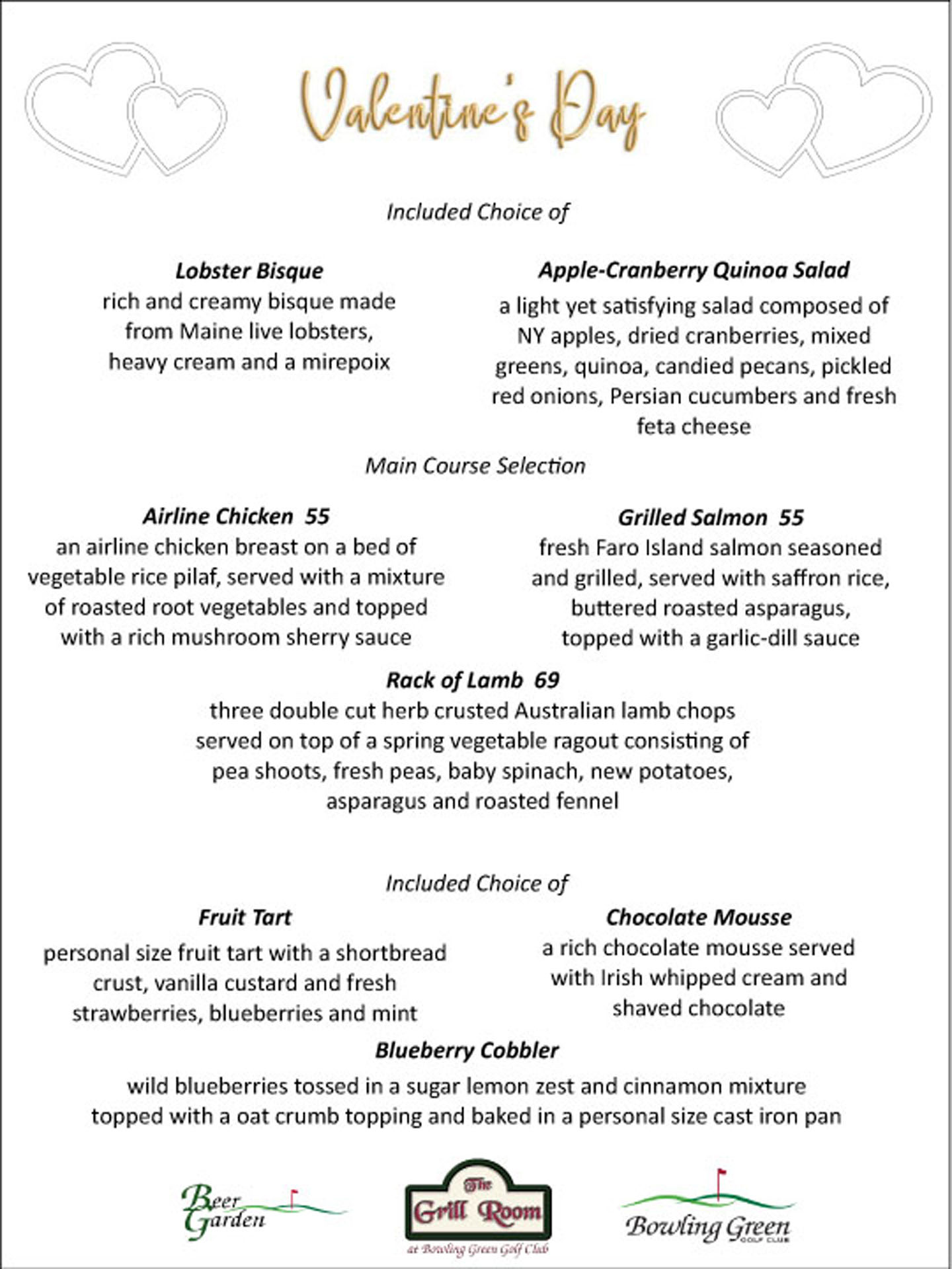 Valentines-Menu - The Grill Room & Beer Garden